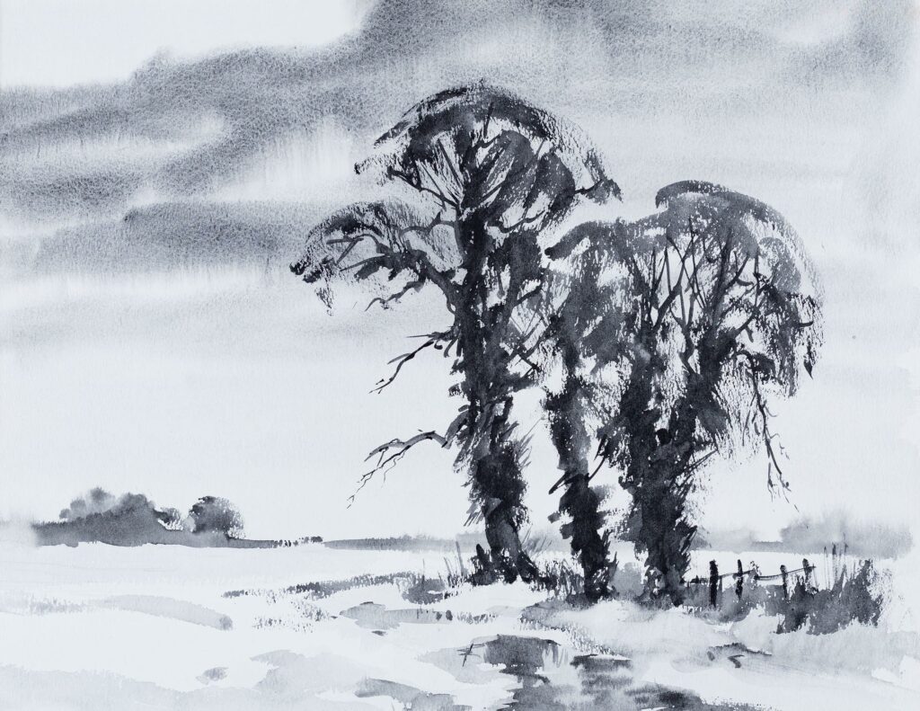 Crampton, Ronald (1905 – 1985) – Mid-winter landscape, West Norfolk ...