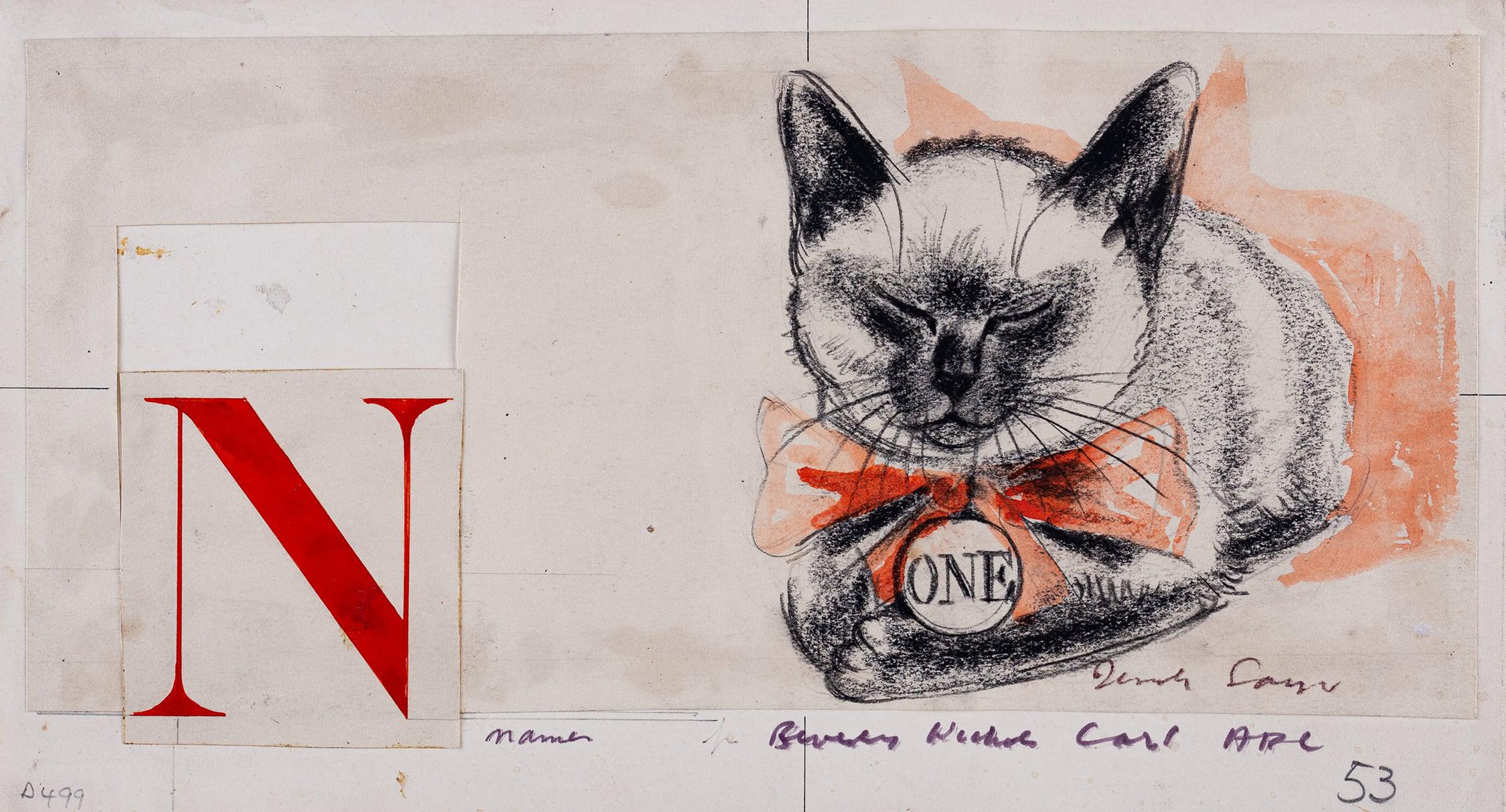 Sayer, Derrick (1917 – 1992) – ‘N / One’: sleeping cat. | ABBOTT and HOLDER