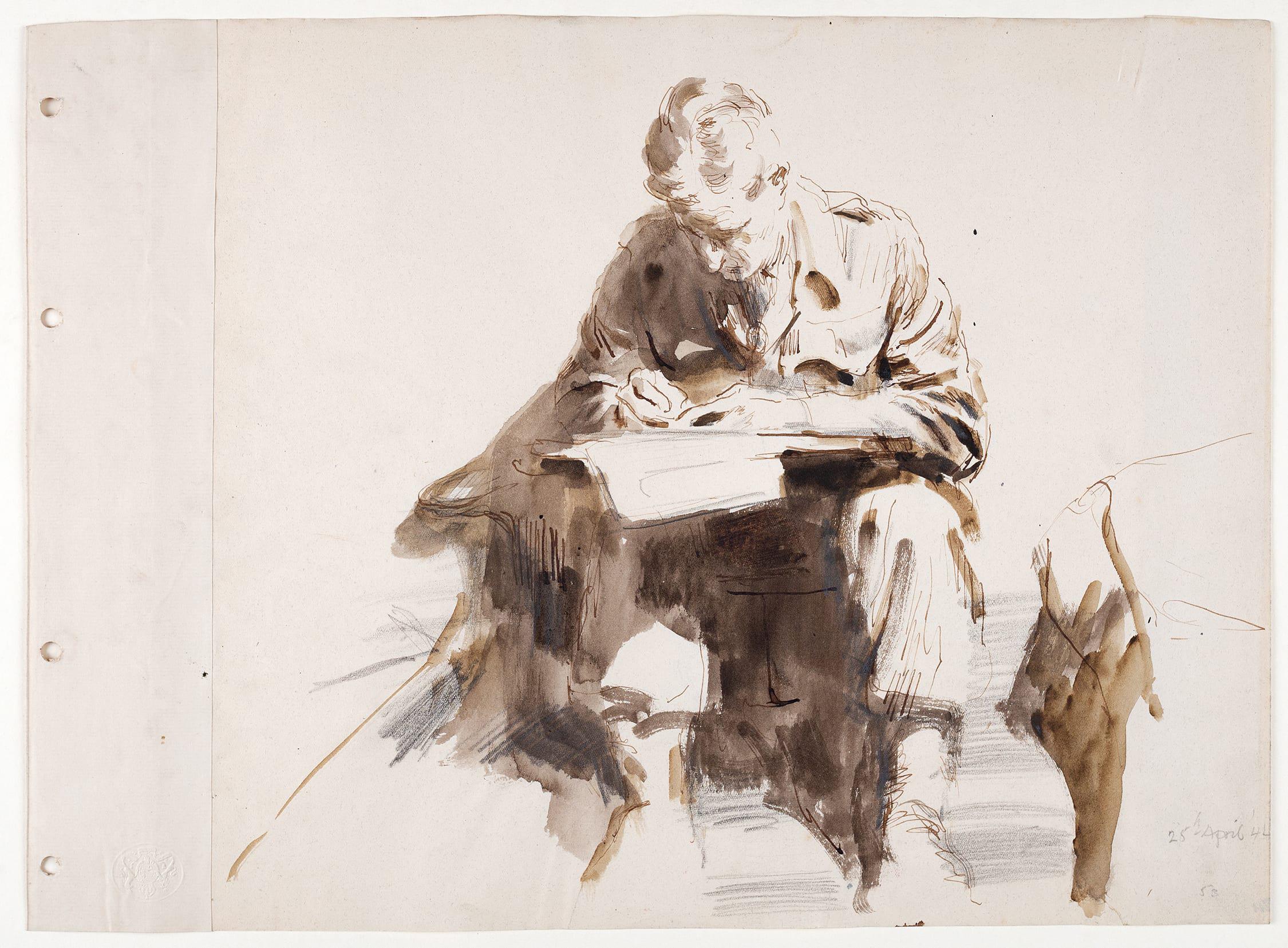 Brookshaw, Percy Drake (1907 – 1993) – Letter-writing, billet, San ...