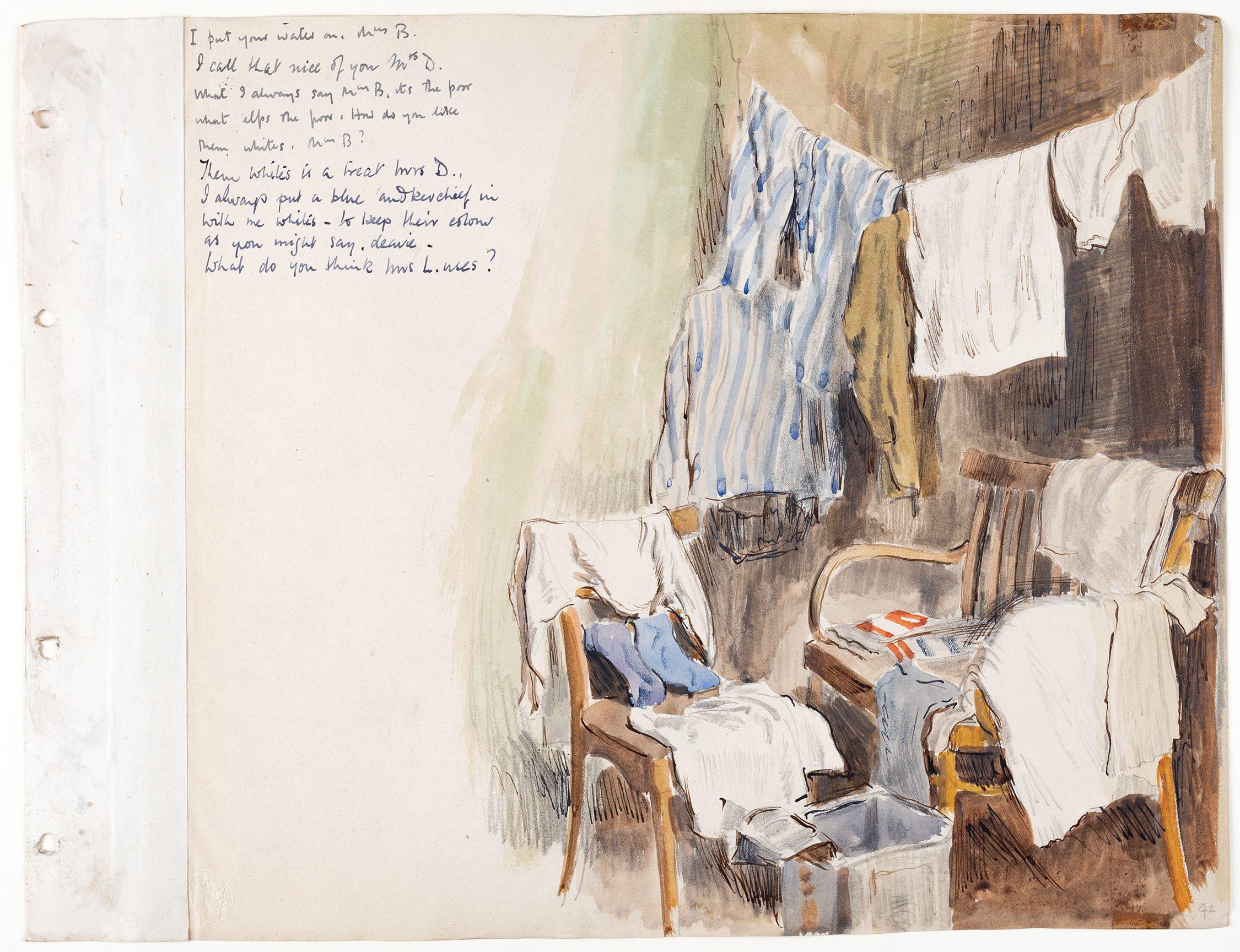 Brookshaw, Percy Drake (1907 – 1993) – P.39: Washing drying, billet ...