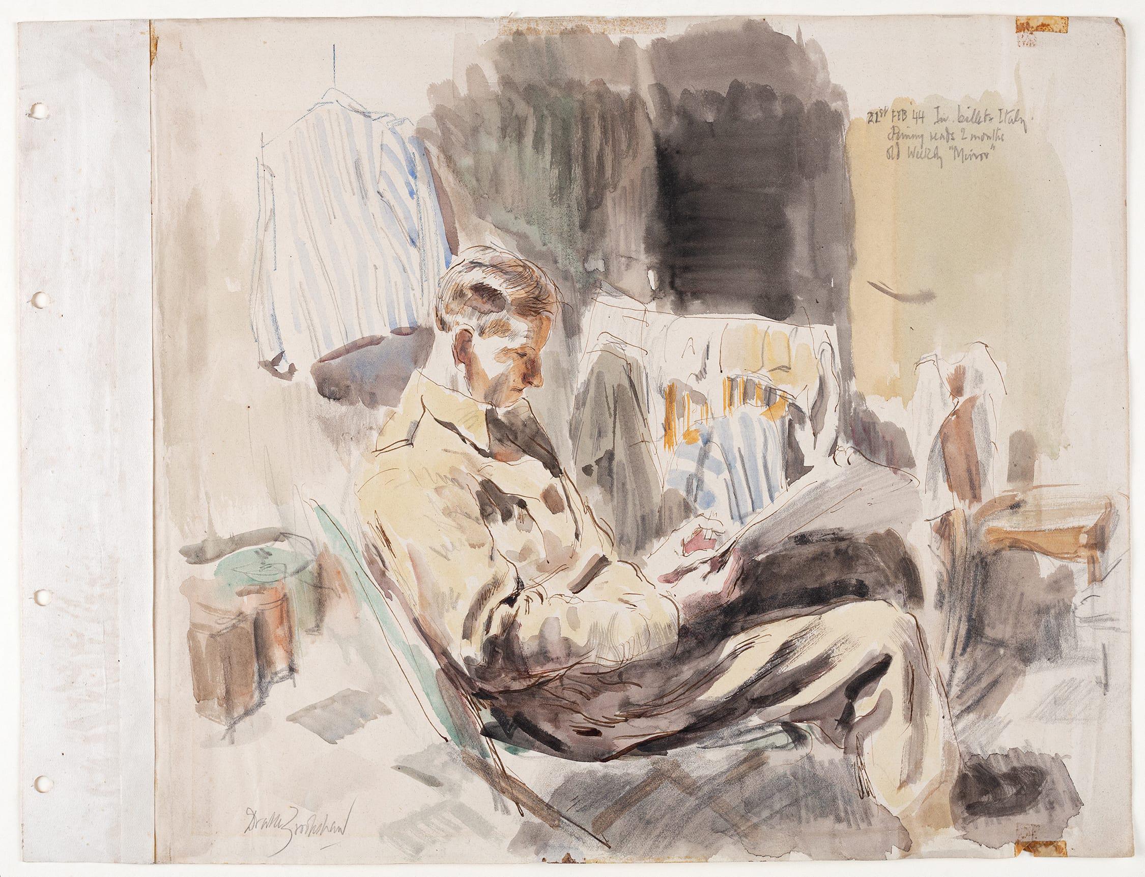 Brookshaw, Percy Drake (1907 – 1993) – P.36: ‘In billets Italy, Jimmy ...