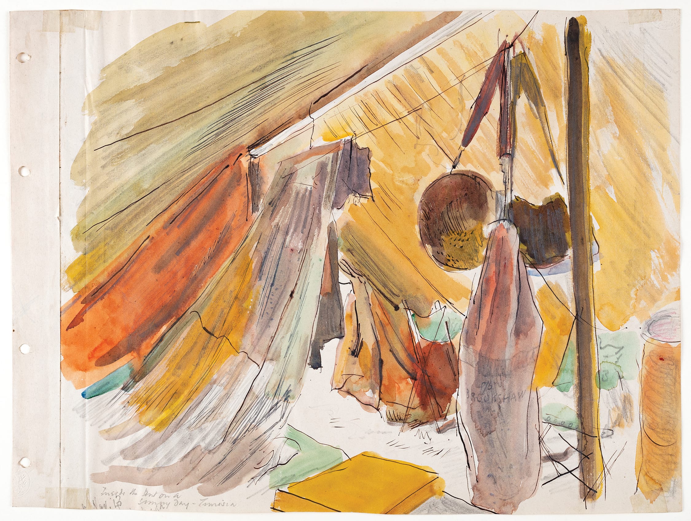 Brookshaw, Percy Drake (1907 – 1993) – P.18: ‘Inside the tent on a ...
