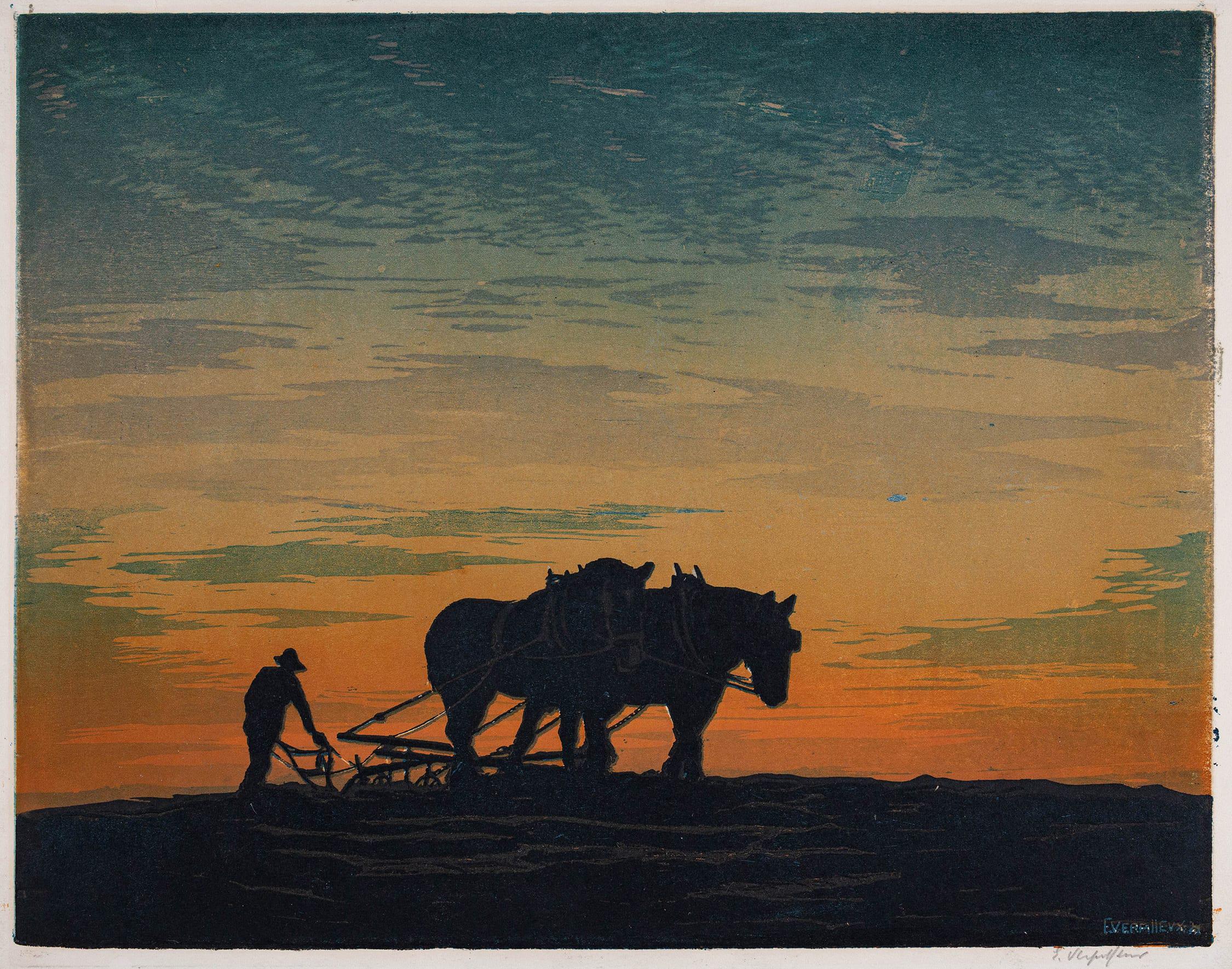 Verpilleux, Emile Antoine (1888 – 1964) – ‘The Last Furrow’. | ABBOTT ...