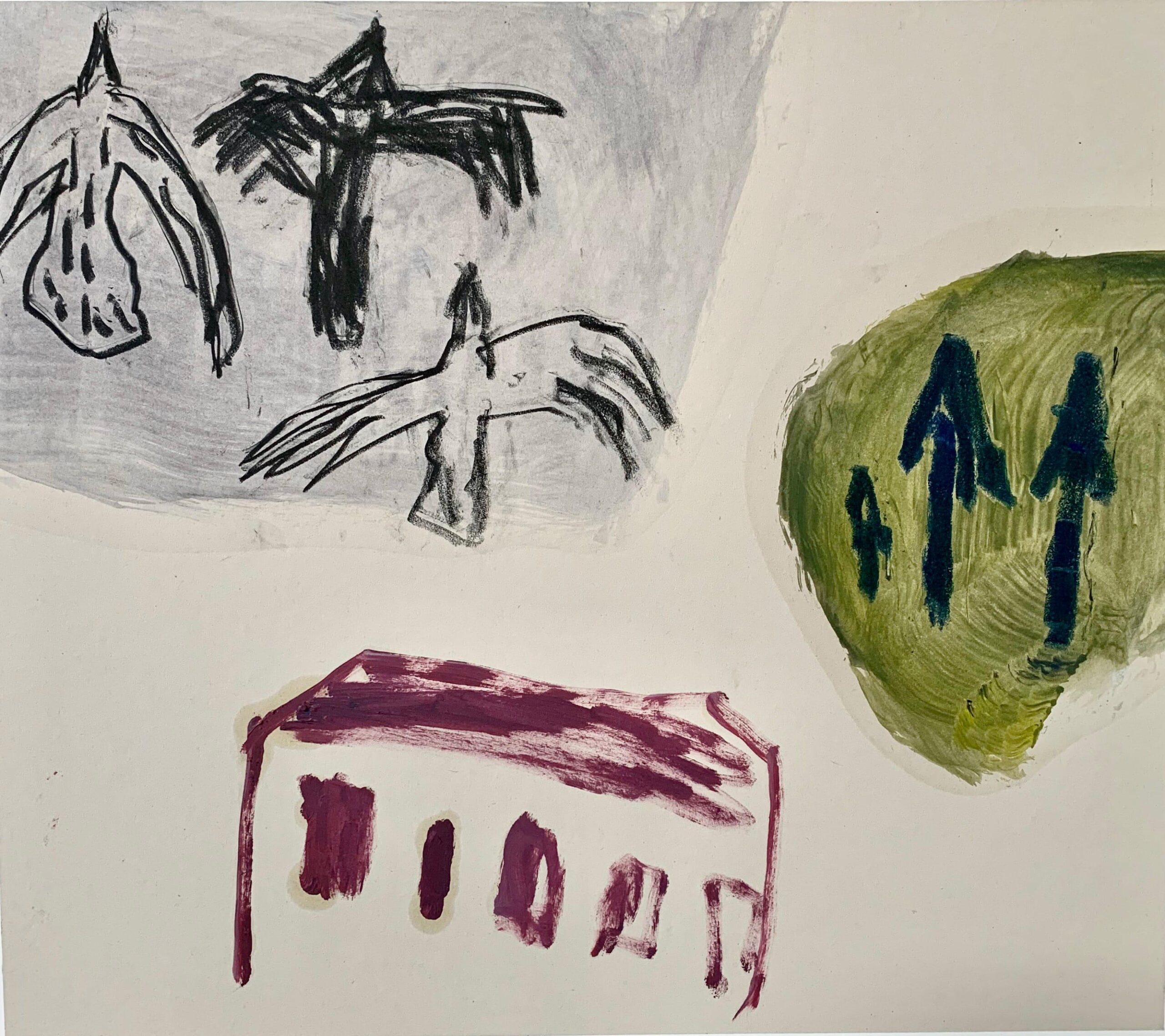 Stilwell (Contemporary), Peter – Three Corvids in Flight and Farmhouse ...