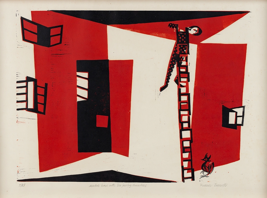 BARRETT Roderic (1920-2000) – ‘Deserted house with two jeering ...