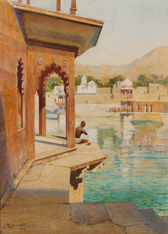 BARRATT Reginald R.W.S. (1861-1917) – ‘Bathing tank at Alwar, Rajasthan ...