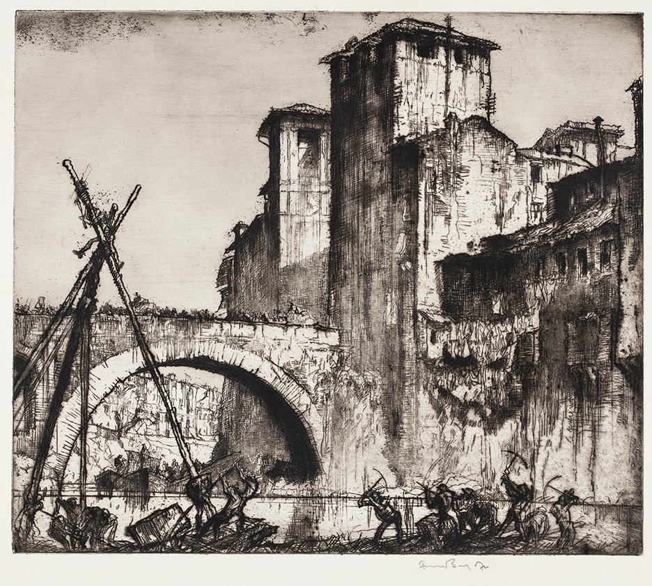 BRANGWYN Sir Frank R.A. R.E. R.W.S. (1867-1956) – ‘Old Bridge, Rome’ (WG. | ABBOTT and HOLDER