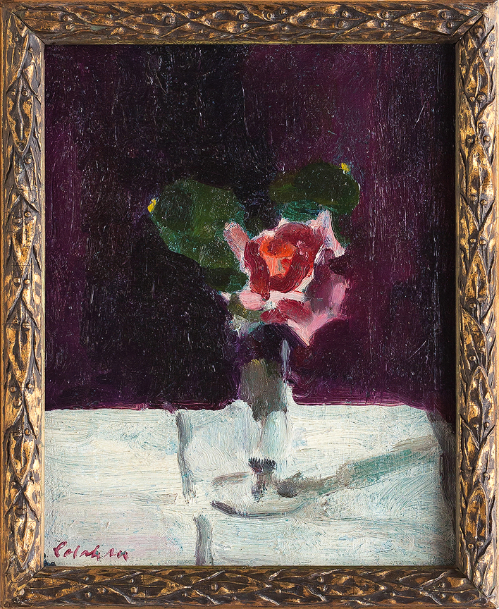 COLAHAN Colin (Australian) (1897-1987) – Rose on a white clothe ...