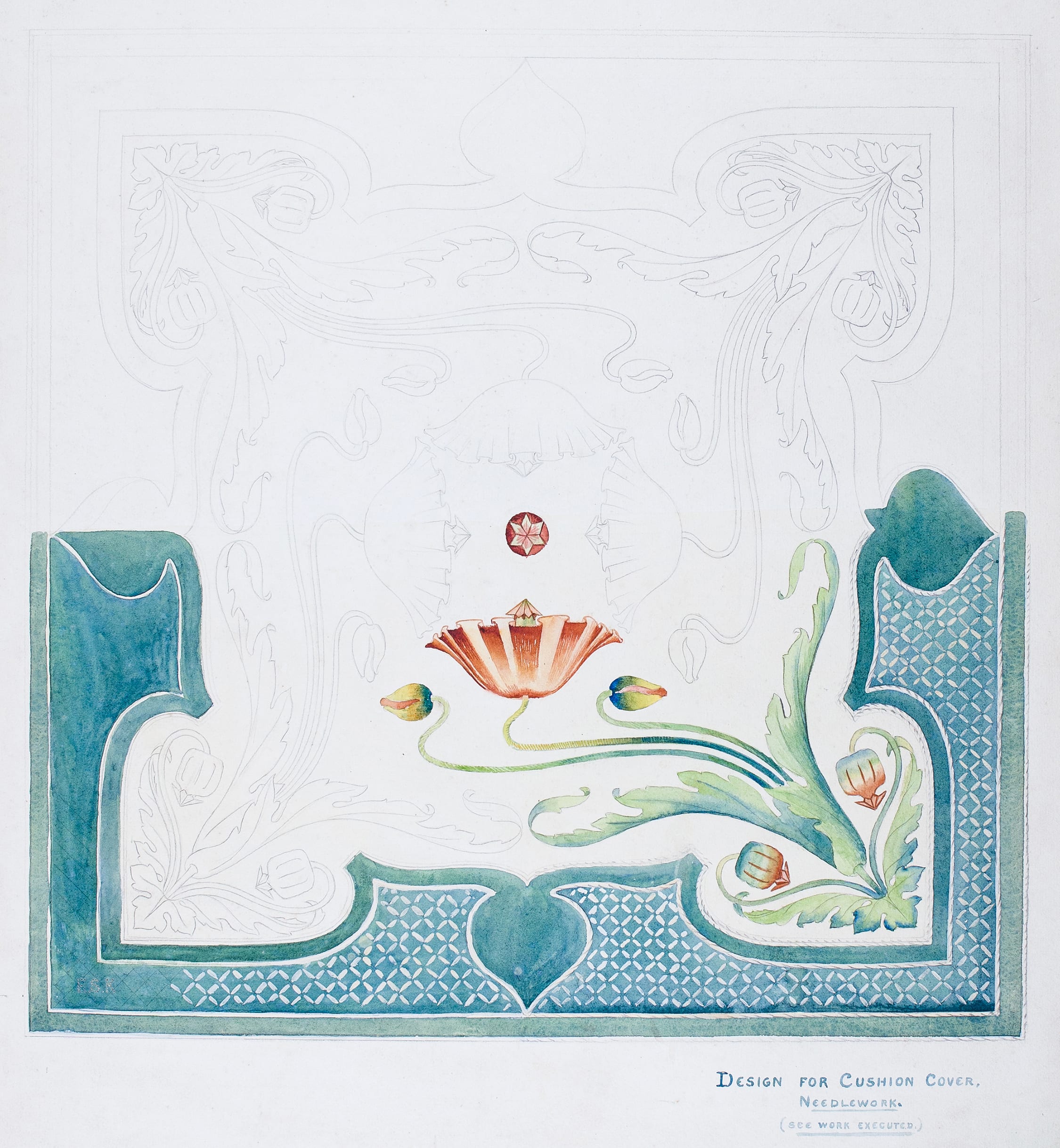 CLOUTING Josephine (c.1900) – ‘Design for Cushion Cover / Needlework ...