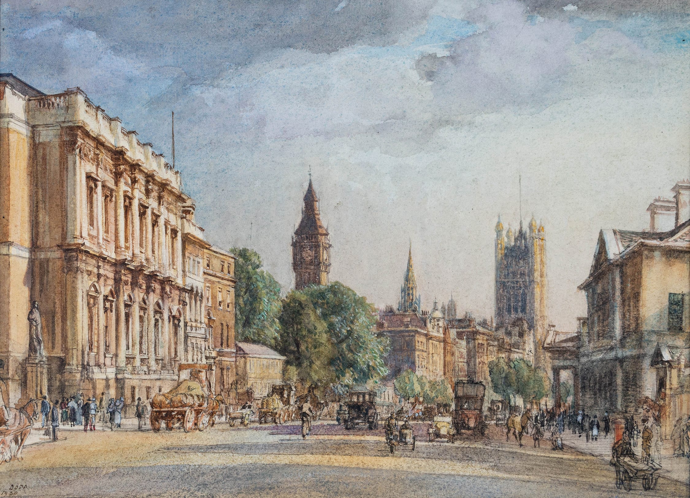 DODD Francis R.A. (1874-1949) – Whitehall and the Palace of Westminster ...