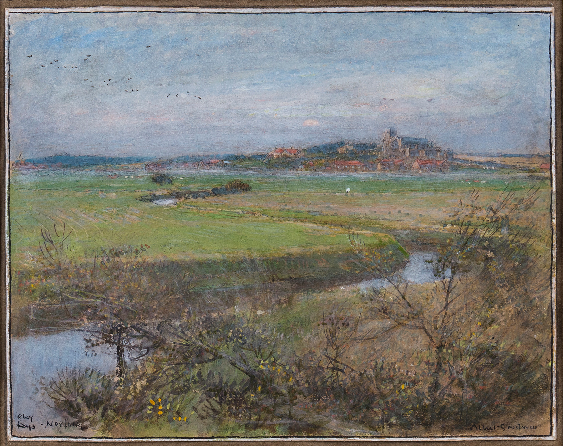 GOODWIN Albert R.W.S. (1845-1932) – ‘Cley from Wiveton Bridge’, Norfolk ...