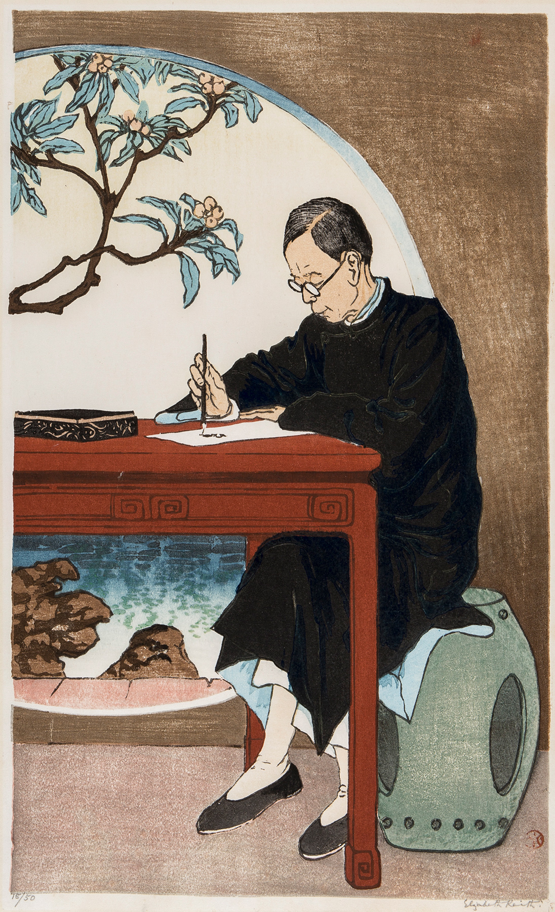 KEITH Elizabeth (1887-1956) – ‘The Poet, Soochow’ (Suzhou) Woodcut ...