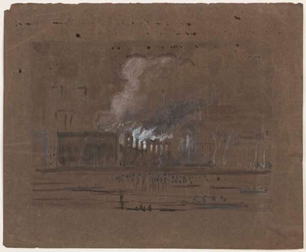 LONDON (Subject) ANON. 1834. – The Palace of Westminster on fire, night ...