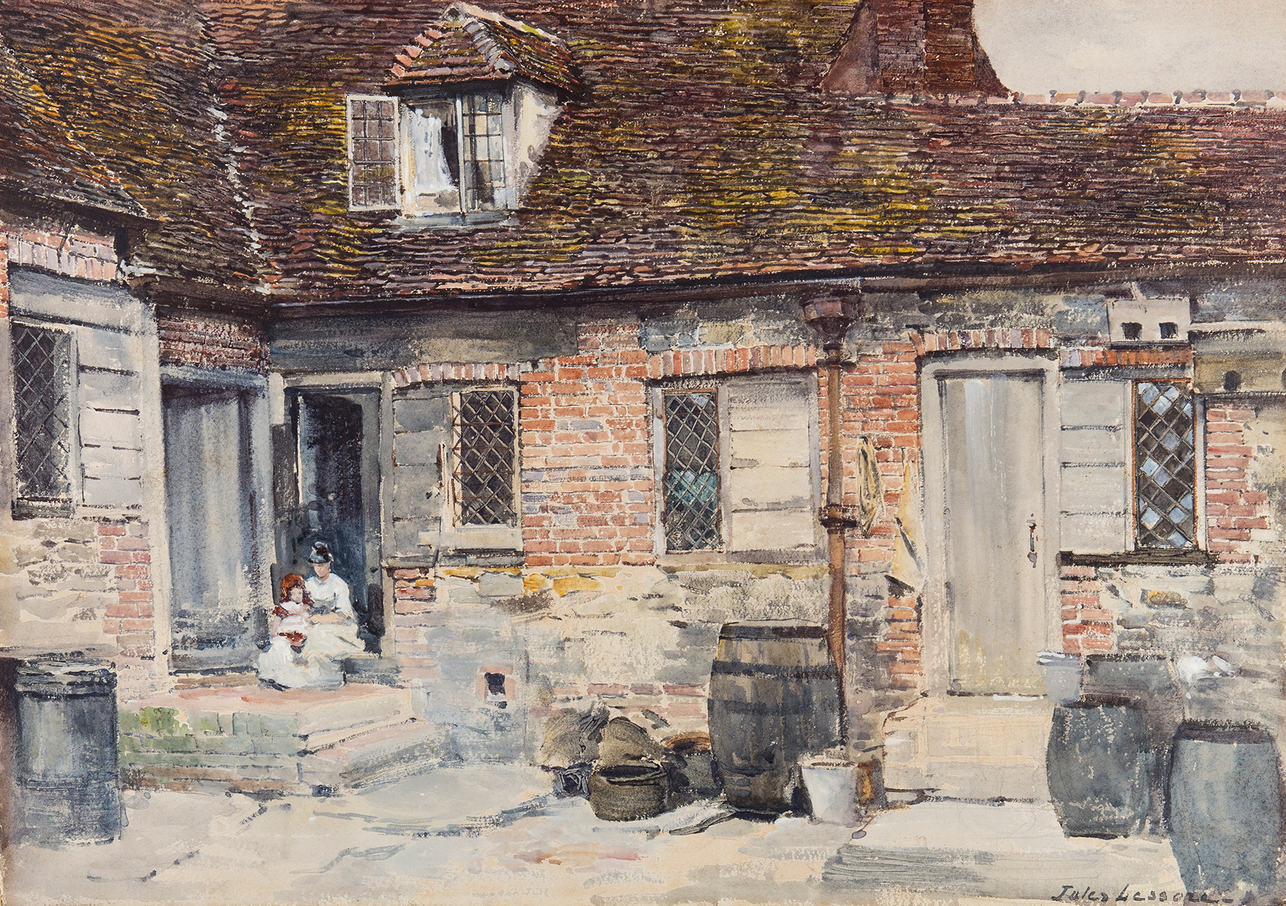 LESSORE Jules (1849-1892) – The courtyard. | ABBOTT and HOLDER