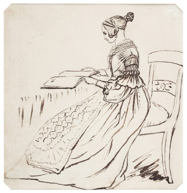 LANDELLS Ebenezer (1808-1860) – Girl, seated with an album. | ABBOTT ...