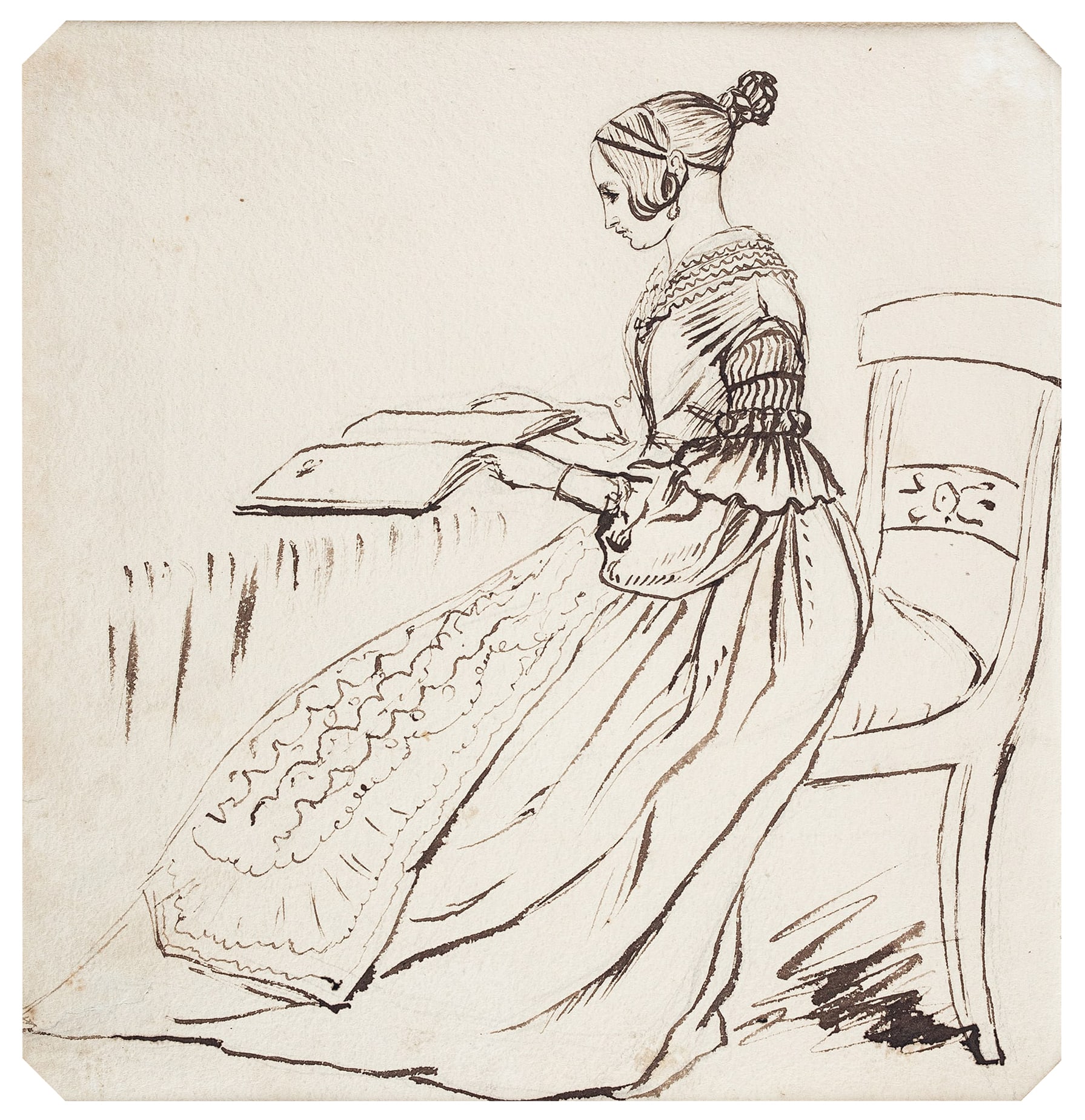 LANDELLS Ebenezer (1808-1860) – Girl, seated with an album. | ABBOTT ...