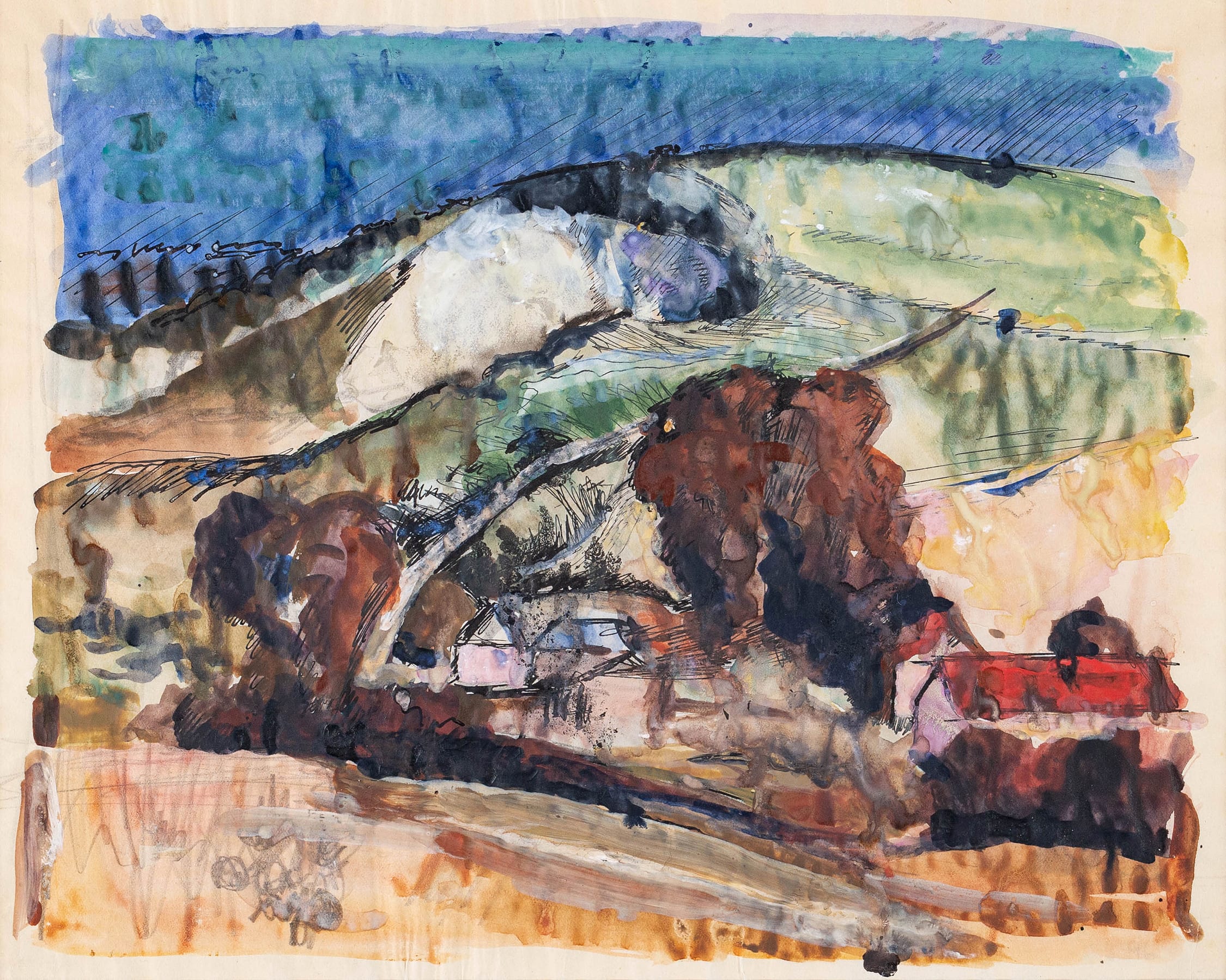 MILNE Malcolm (1887-1954) – The South Downs at Lewes. | ABBOTT and HOLDER