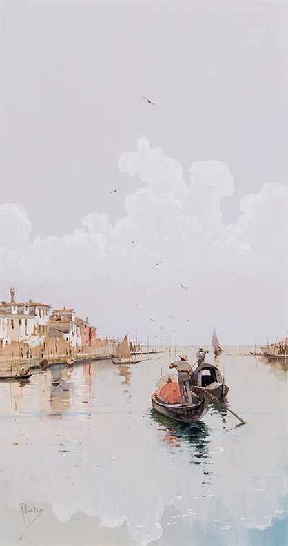 MAINELLA Raffaele (1856-1941) – Venice; on the edge of the lagoon ...
