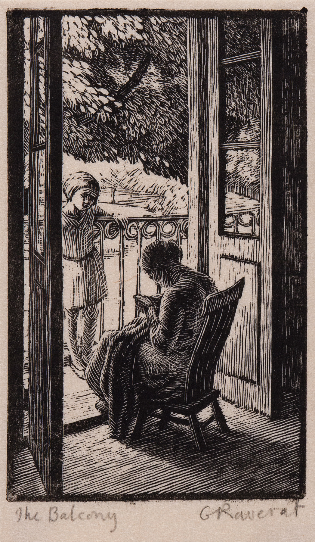 RAVERAT Gwen S.W.E. (1885-1957) – ‘The Balcony’ (SN134) Wood engraving ...