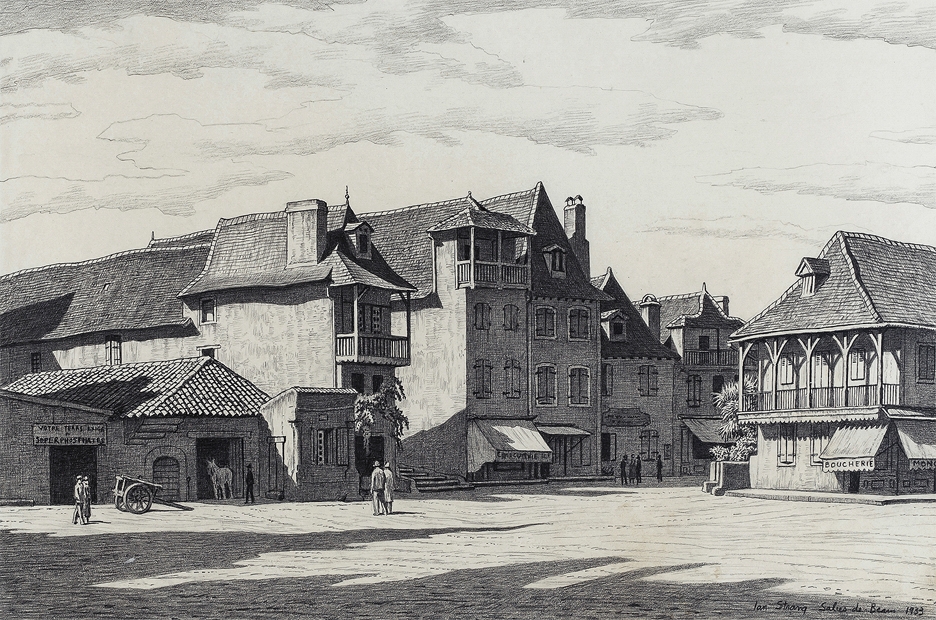 STRANG Ian R.E. (1886-1952) – Place du Bayaa, Salies-de-Bearn. | ABBOTT ...