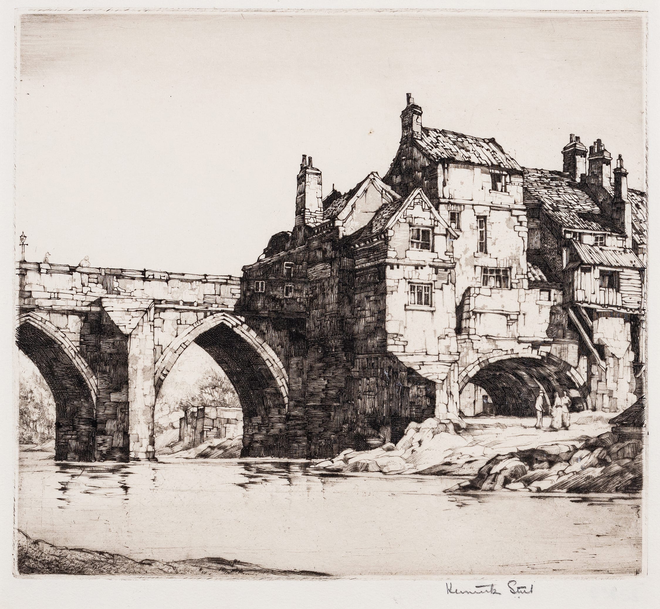 STEEL Kenneth (1906-1970) – ‘Elvet Bridge, Durham’. | ABBOTT and HOLDER