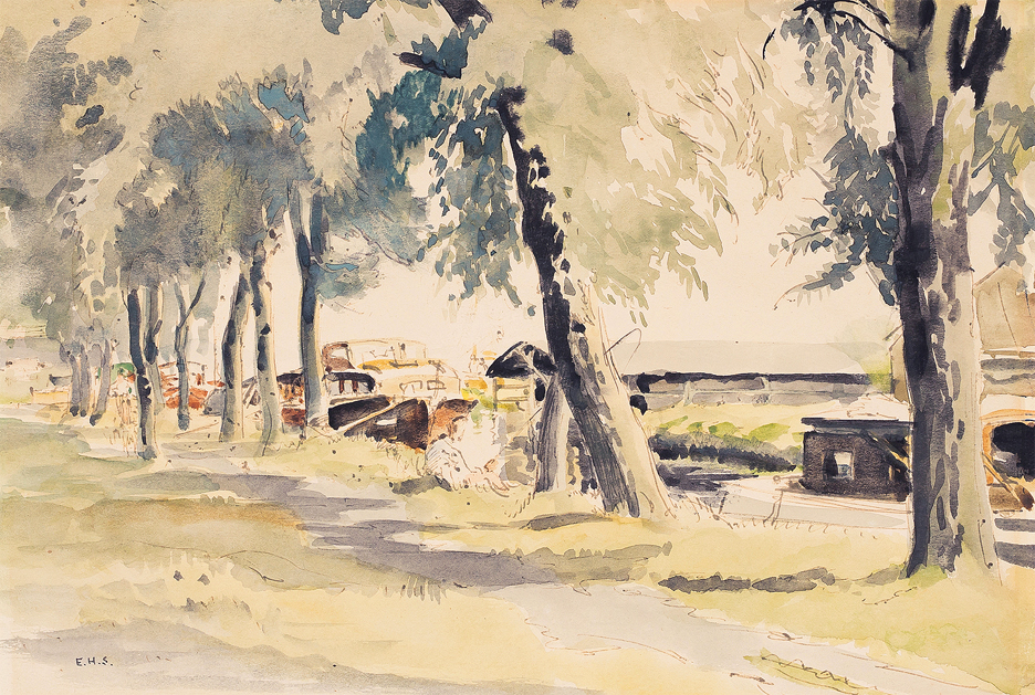SHEPARD Ernest Howard M.C. (1879-1976) – A canal beneath trees ...