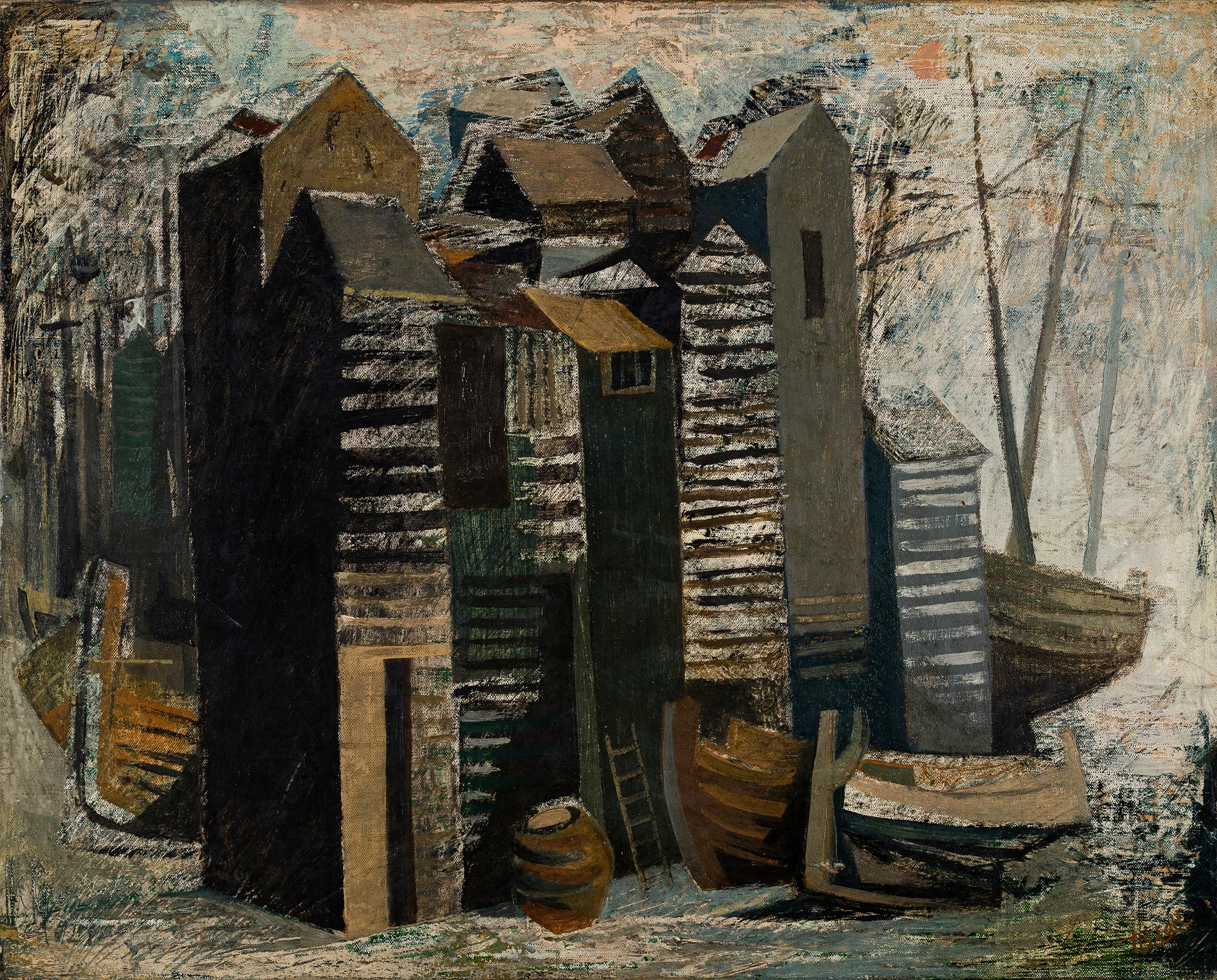 TISDALL Hans (1910-1997) – Hastings; the fisherman’s huts. | ABBOTT and ...