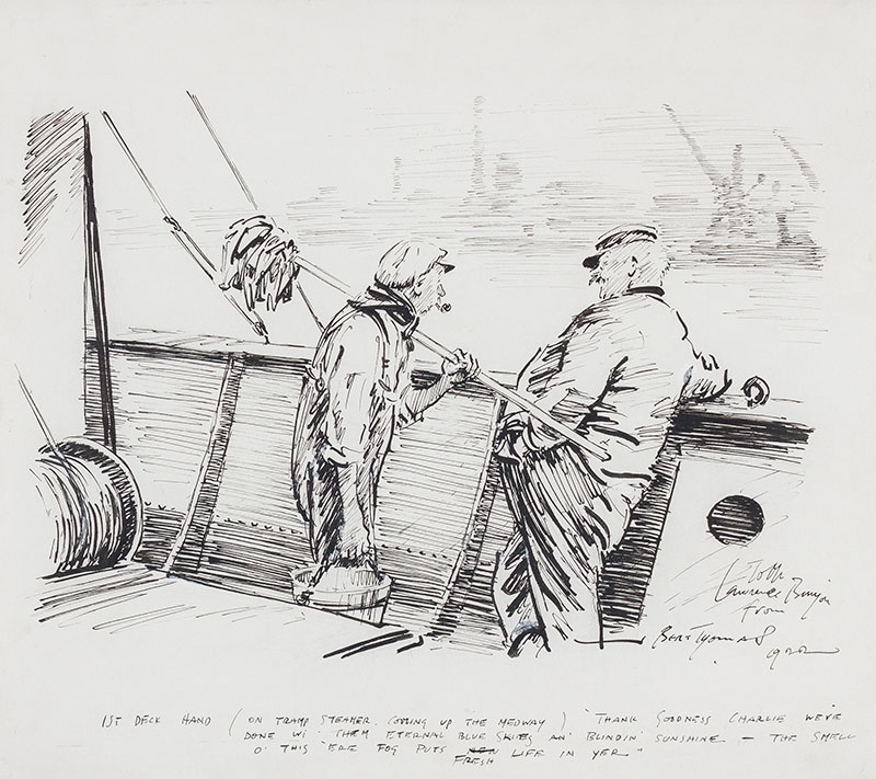 THOMAS Bert (1883-1966) – ‘1st Deckhand (on Tramp Steamer coming up the ...
