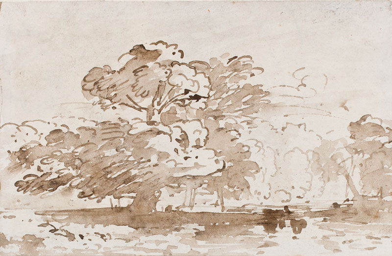 VARLEY John O.W.S. (1778-1842) – Trees by a lake. | ABBOTT and HOLDER