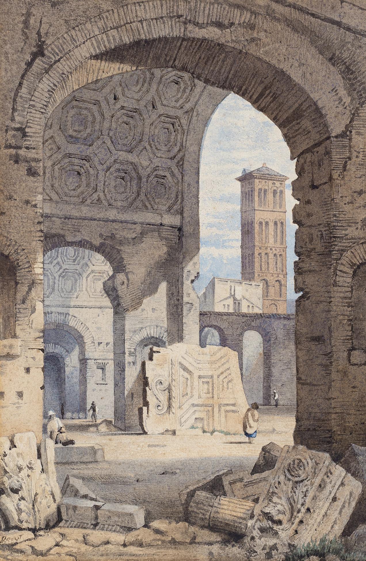 Prout O.W.S. (After), Samuel (1783 – 1852) – Italy; Rome, the Campanile ...