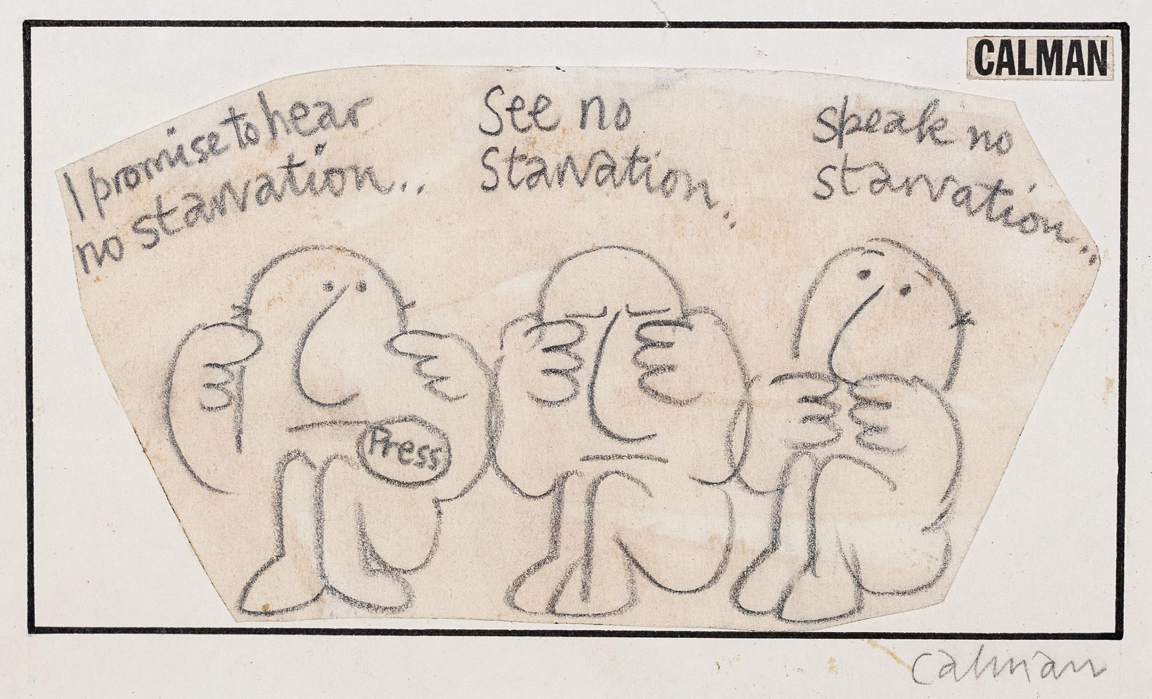 Calman, Mel (1931 – 1994) – Hear / See / Speak no Starvation. | ABBOTT ...