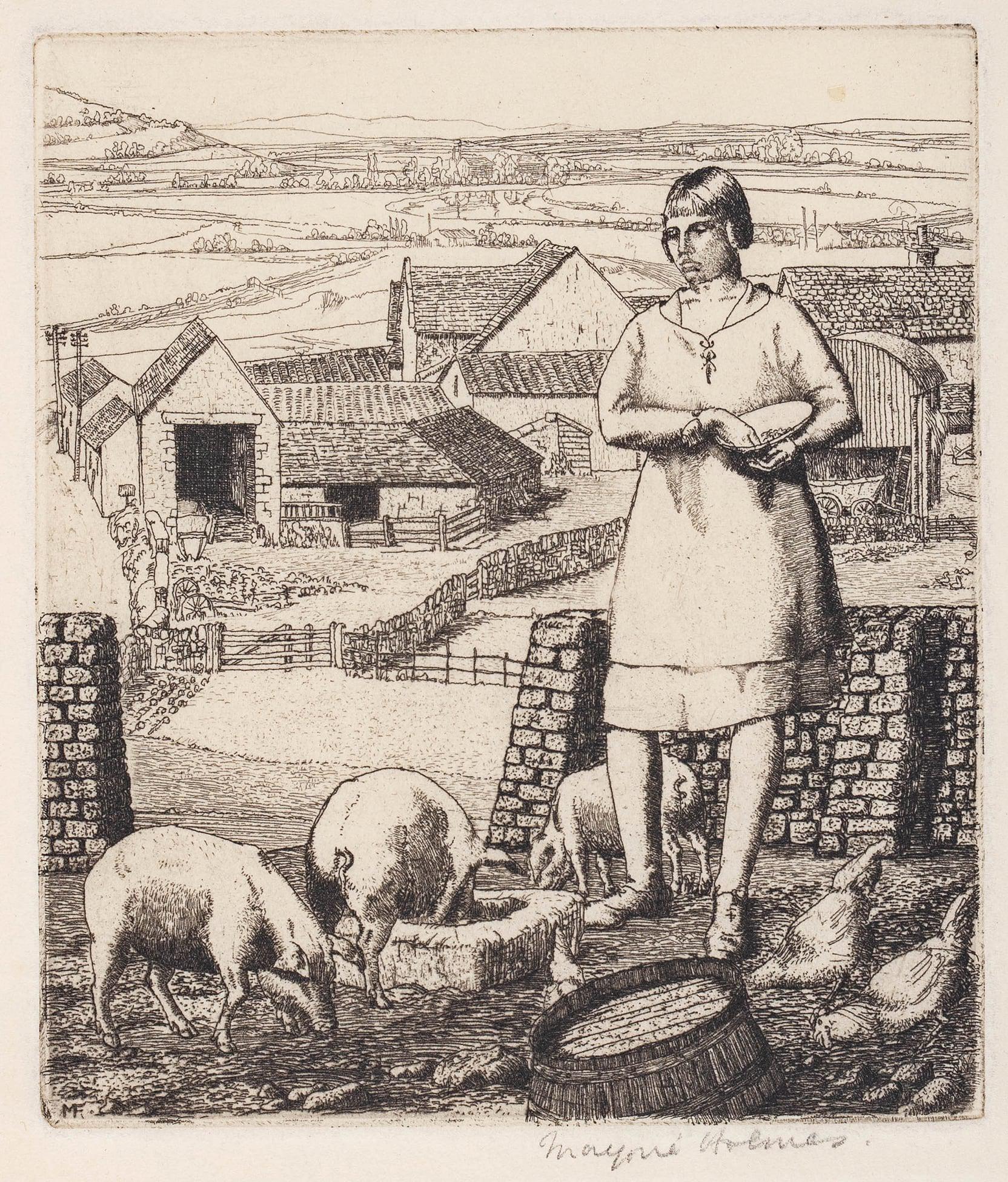 Holmes (Nee Fenning), Marjorie (1907 – 1992) – Feeding Pigs. | ABBOTT ...