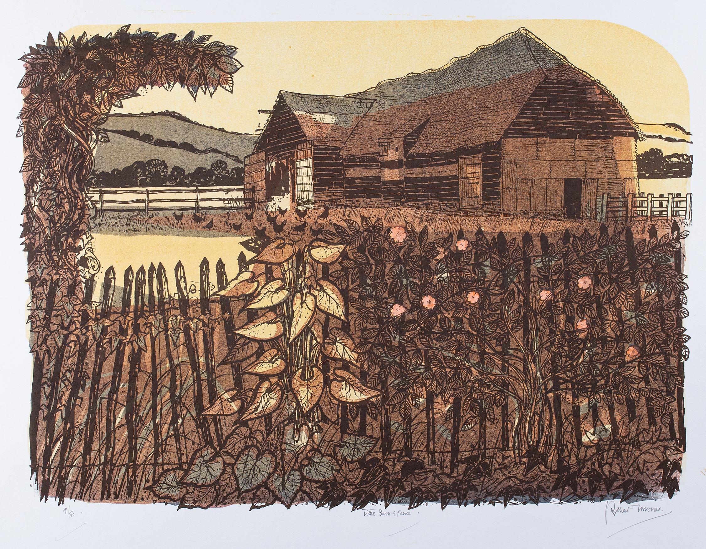 Tavener R.E., Robert (1920 – 2004) – Tithe Barn and Fence. | ABBOTT and ...