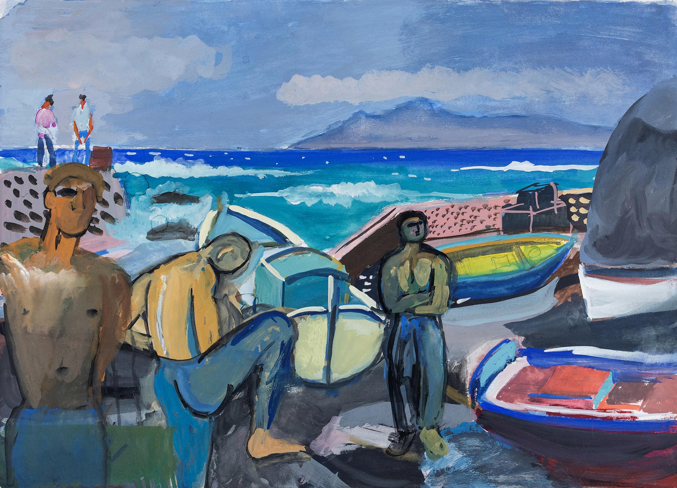 Manousso, Paul (1930 – 2022) – Greeece; ‘Fishermen Anafi / Santorini ...