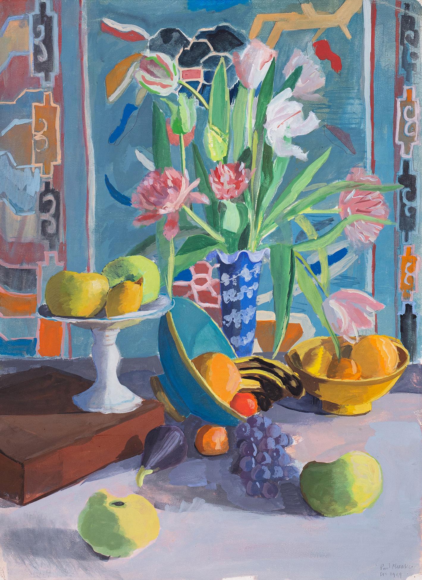 Manousso, Paul (1930 – 2022) – Fruit, Tulips and Kilim II. | ABBOTT and ...