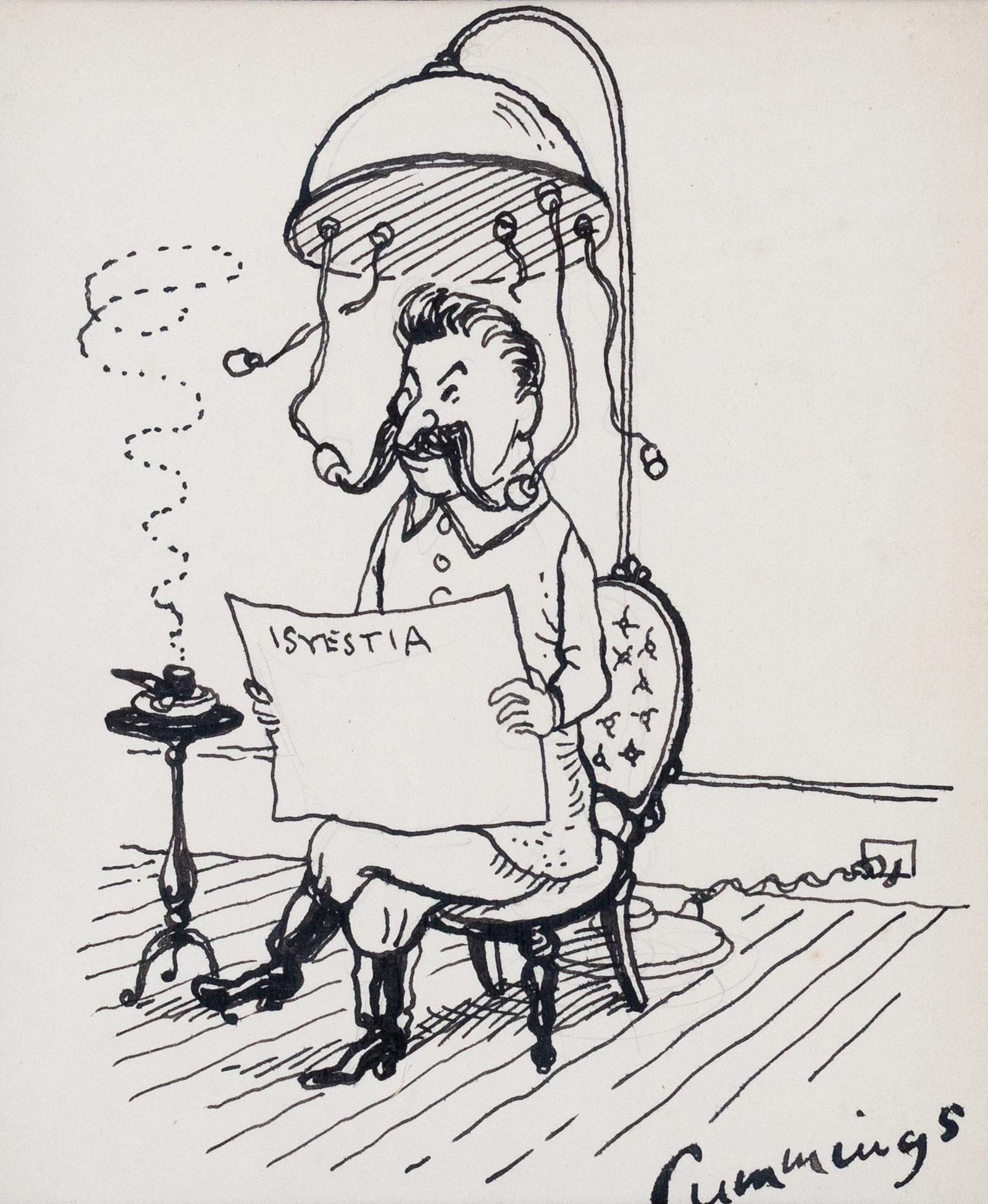 Cummings, Michael (1919 – 1997) – Joseph Stalin reading the newspaper ...