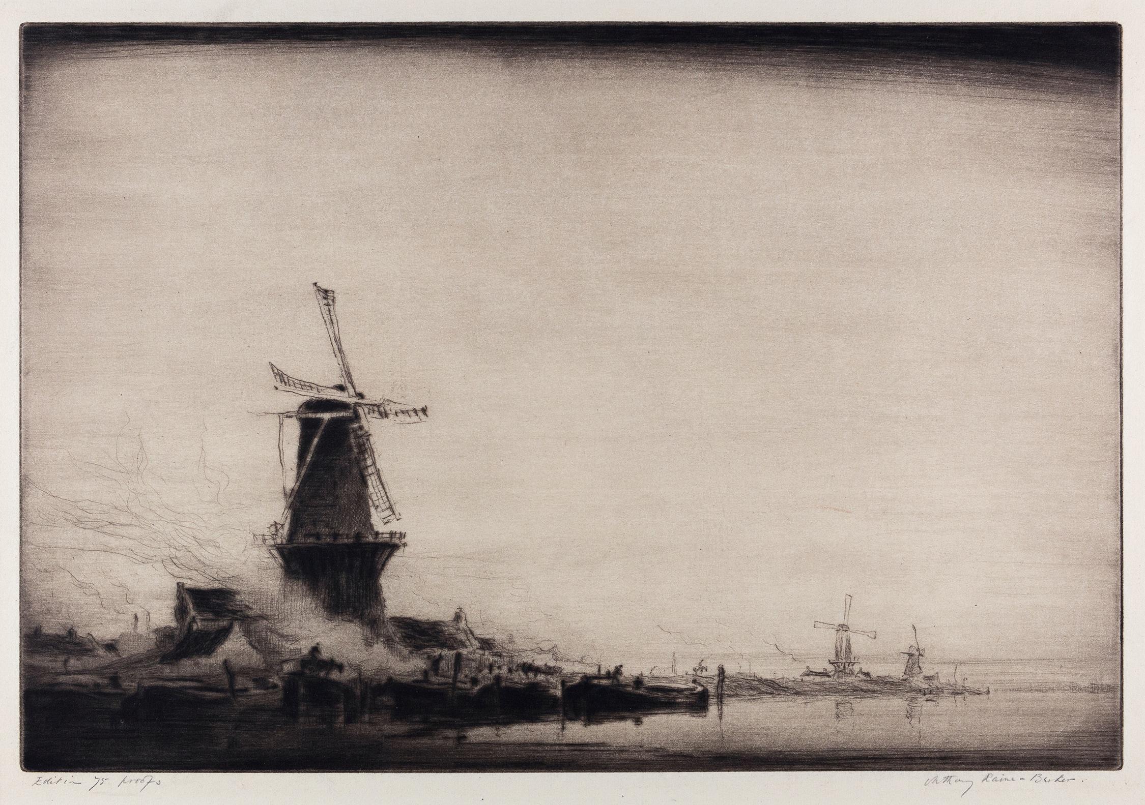 Raine-Barker, Anthony (1880 – 1963) – ‘Three Windmills’. | ABBOTT and ...
