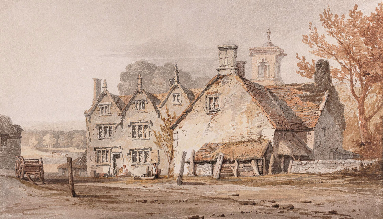 Prout O.W.S., Samuel (1783 – 1852) – A seventeenth century farm house ...