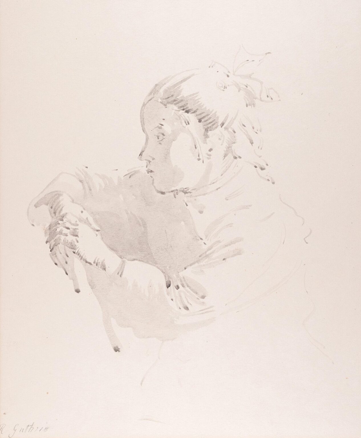 Guthrie, Robin (1902 – 1971) – Seated girl in profile. | ABBOTT and HOLDER