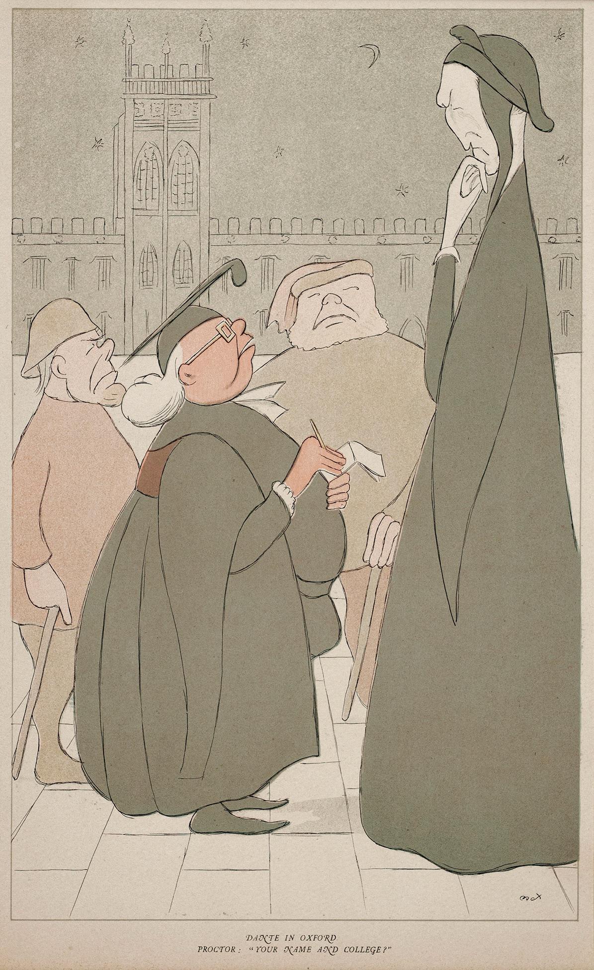 Beerbohm, Sir Max (1872 – 1956) – ‘Dante in Oxford. Proctor: “Your Name ...