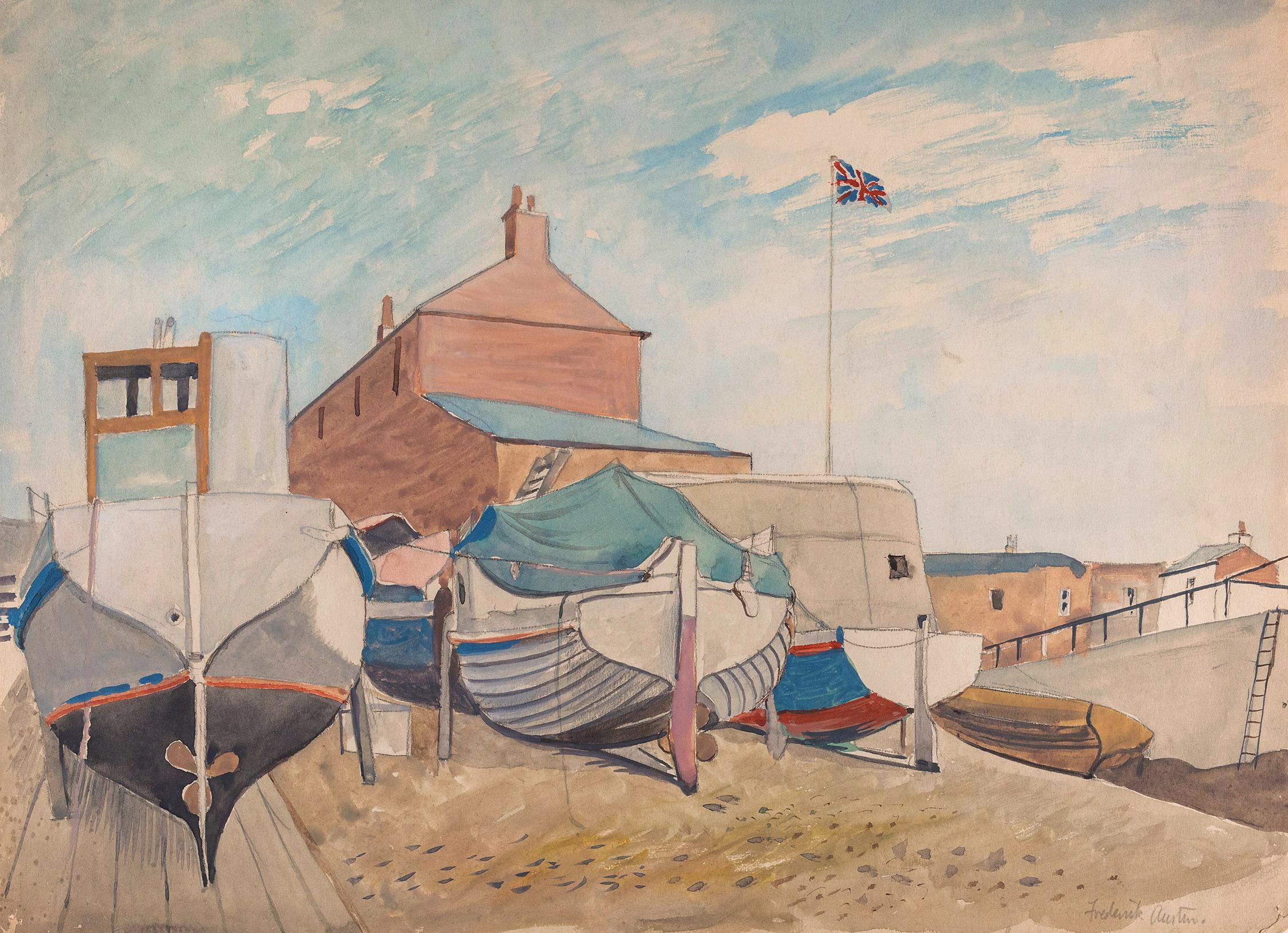 Austin, Frederick (1902 – 1990) – A British harbour – the boathouse and ...