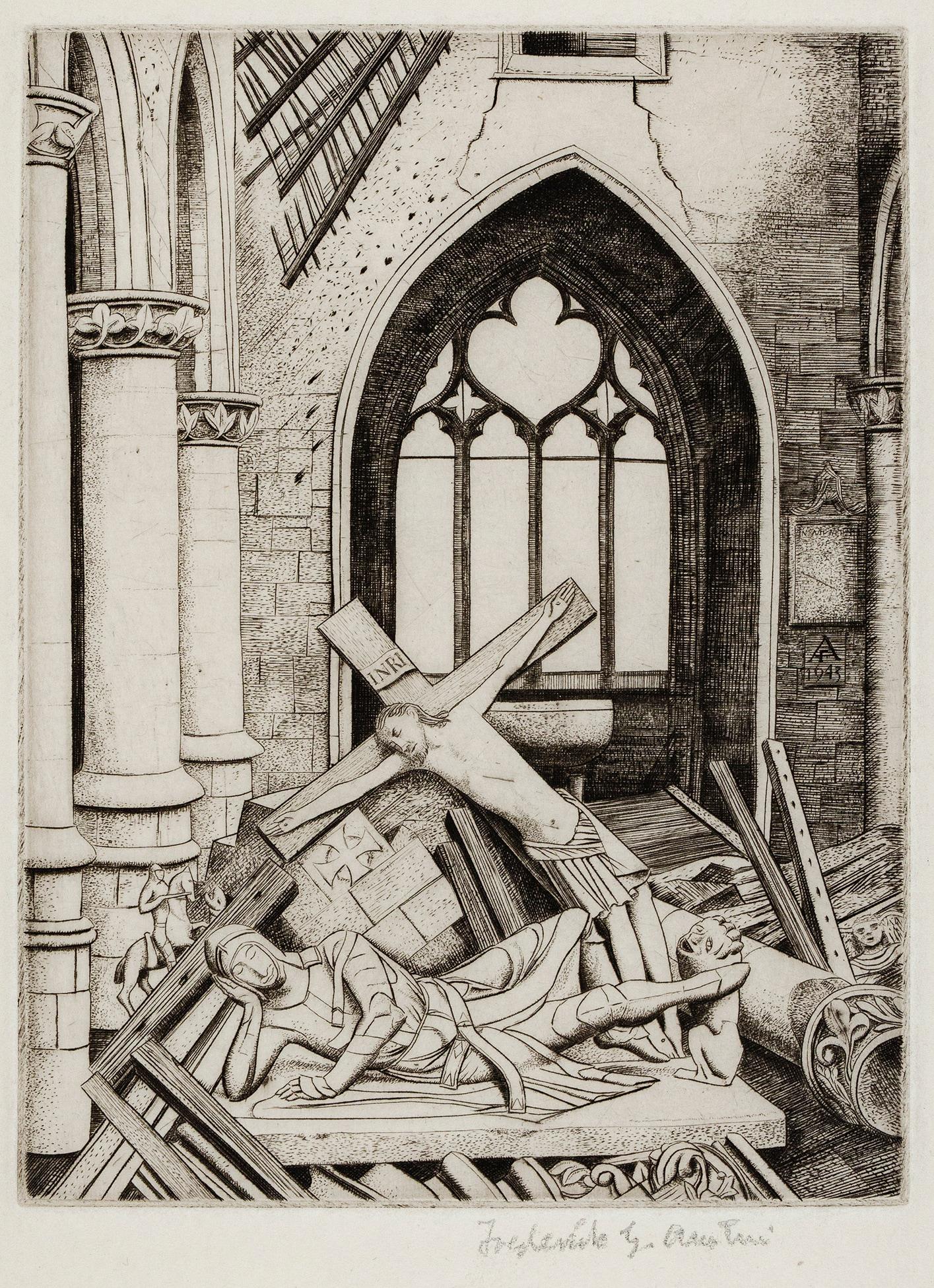 Austin, Frederick George (1902 – 1990) – Bombed Church. | ABBOTT and HOLDER