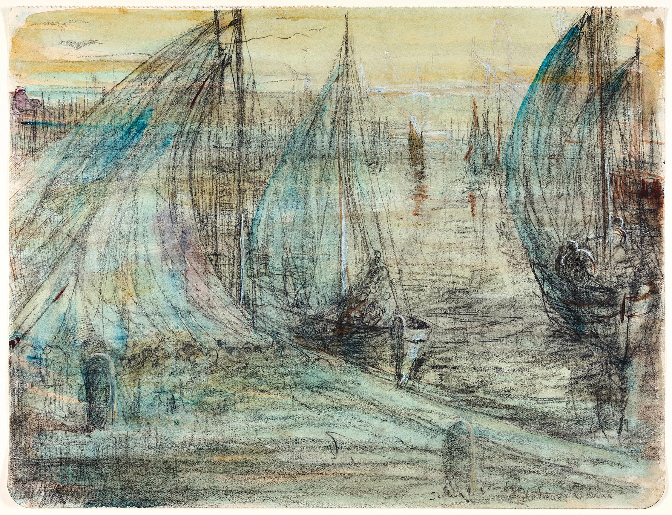 Headlam, Mary (1873 – 1959) – France; ‘Sardine nets drying Cassis ...