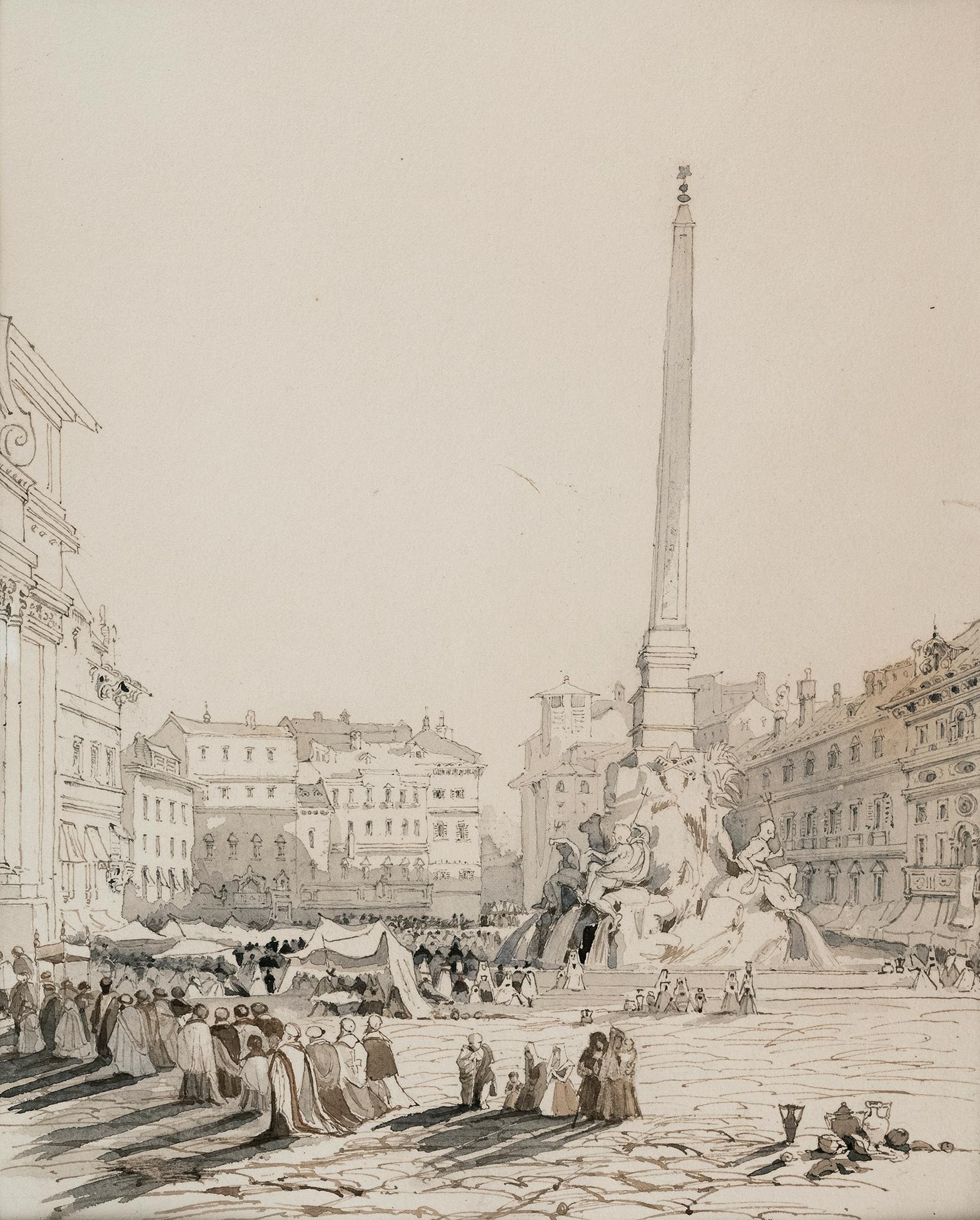 Prout, Samuel Gillespie (1822 – 1911) – Rome; Piazza Navona. | ABBOTT ...