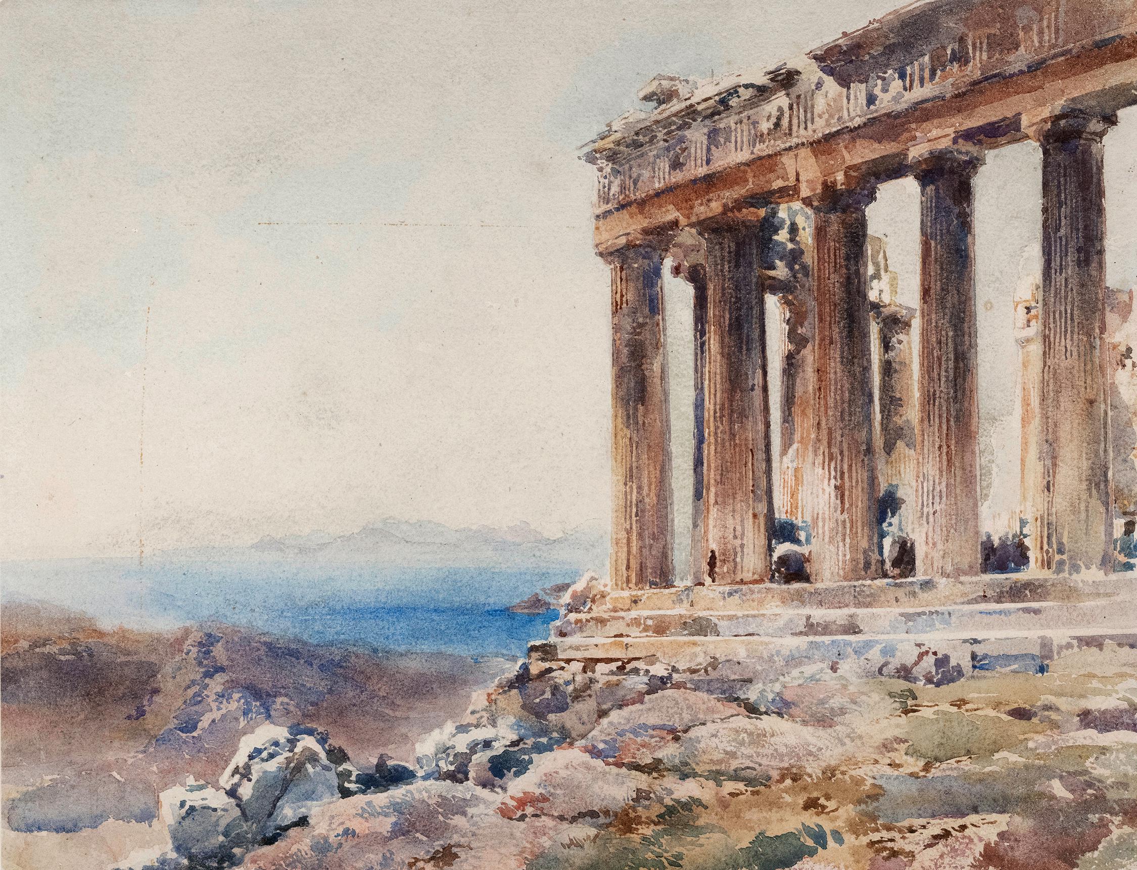 Hare, Augustus (1834 – 1903) – Greeece; The Temple of Poseidon on Cape ...